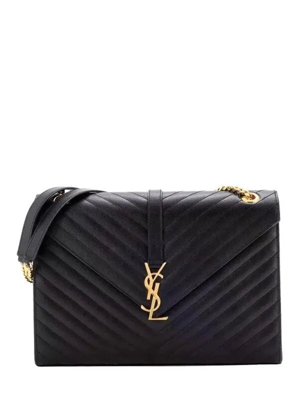 Saint Laurent Classic Monogram Envelope Satchel - Black