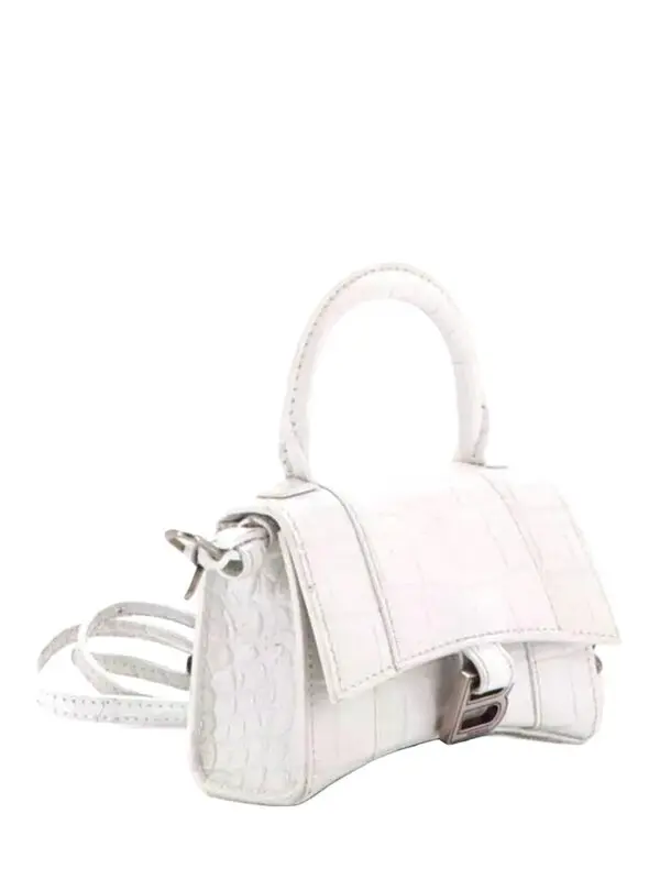 Balenciaga Hourglass Top Handle Mini Crossbody Bag - White