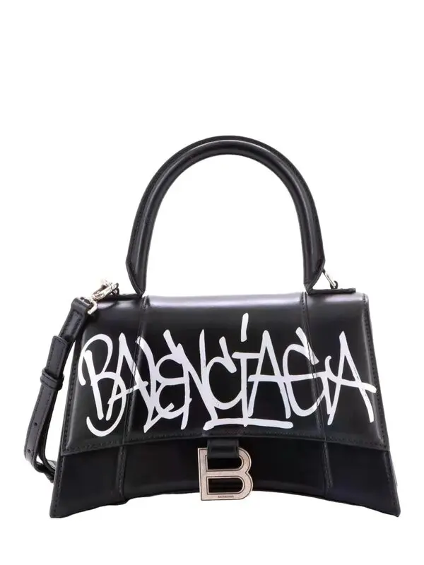 Balenciaga Graffiti Hourglass Top Handle Satchel - Black