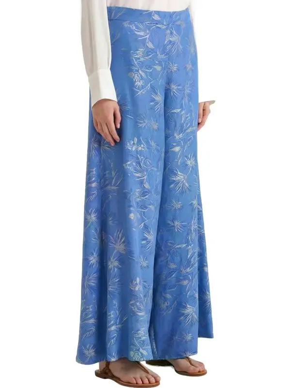 Malìparmi Ramage-print Palazzo Pants - Blue