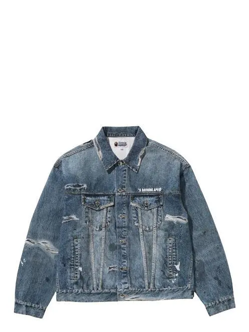 A BATHING APE Printed Trucker Jacket - Light Indigo