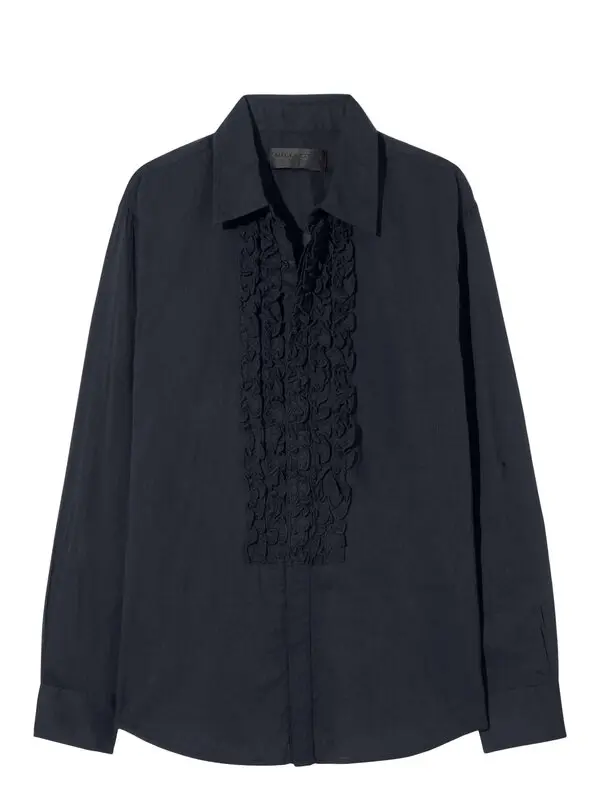 NILI LOTAN Nathael Ruffle Shirt - Midnight