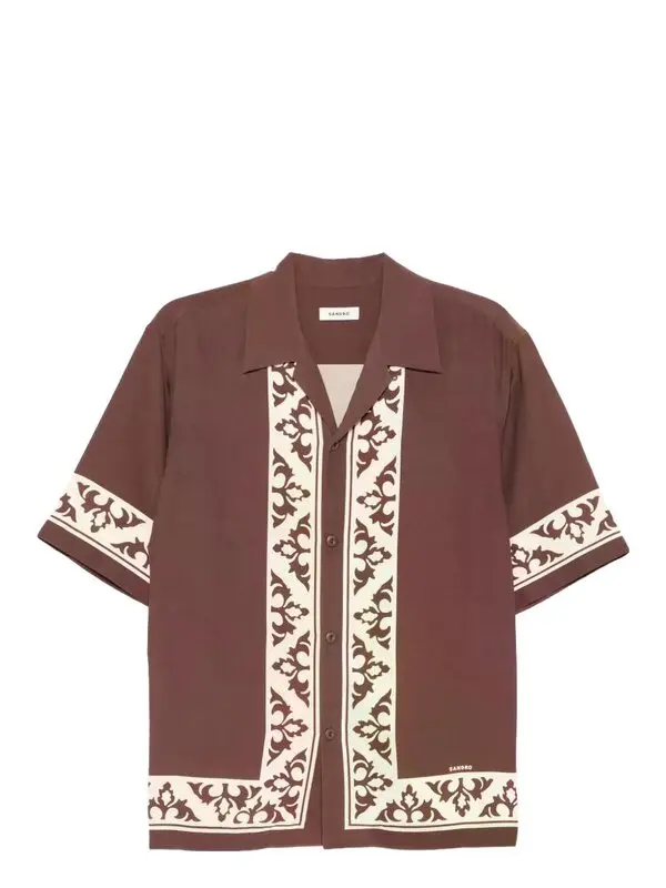 Sandro Loose-fit Contrast Print Shirt - Brown