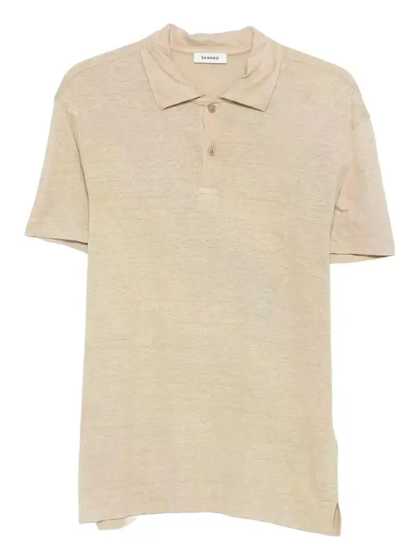 Sandro Linen Polo Shirt - Neutrals