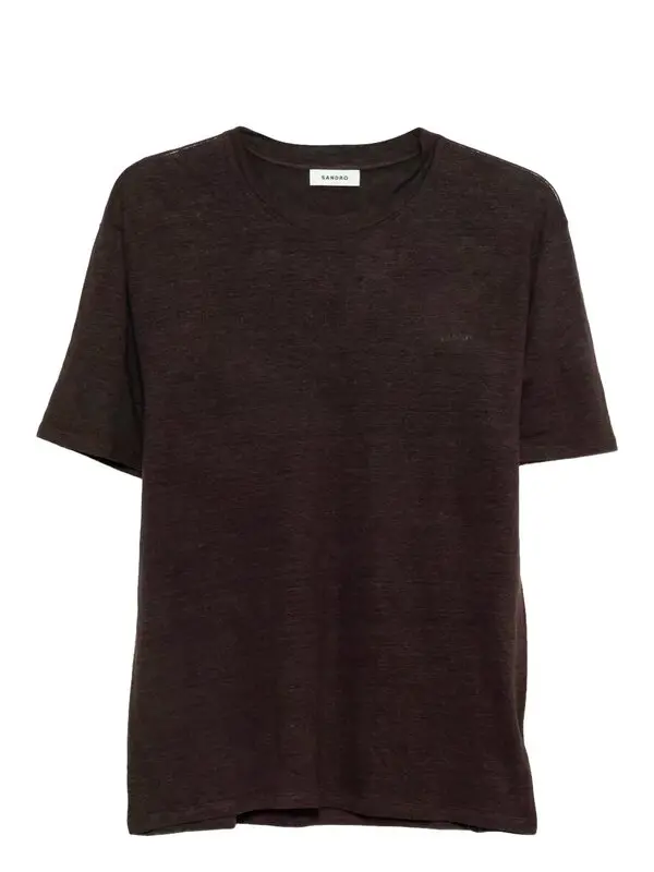 Sandro Certified Linen T-shirt - Brown