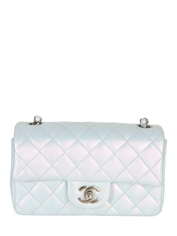 Chanel Iridescent Quilted Goatskin Rectangular Flap - Blue