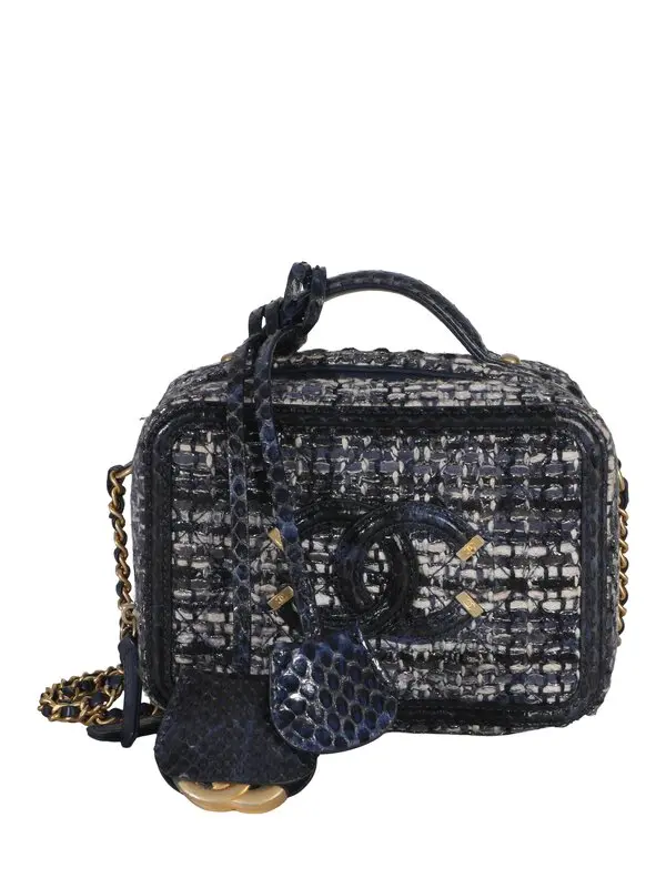 Chanel Tweed Python Vanity Case - Blue