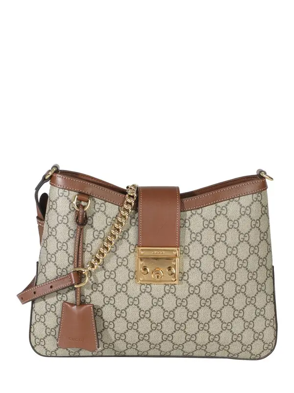 Gucci Padlock Shoulder Bag Gg Supreme Monogram Canvas - Beige