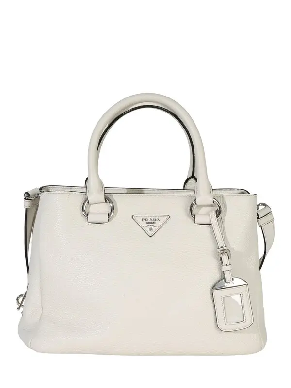 Prada Vitello Daino Double Zip Shopping Tote - White