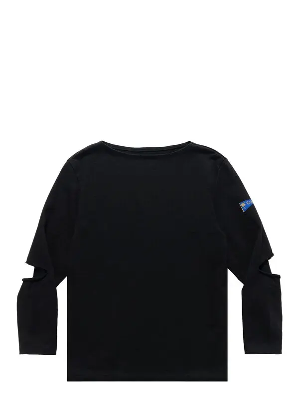 Kapital Elbow Rip Boatneck Long-sleeve T-shirt - Black