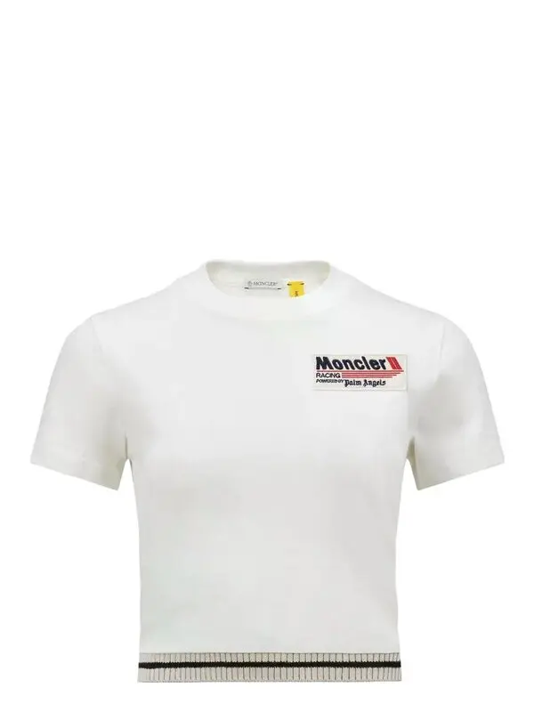 Moncler Logo-patch Cropped T-shirt - White