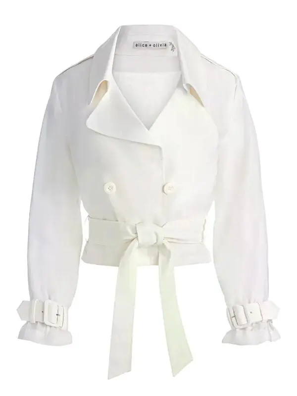Alice + Olivia Keith Belted Cropped Jacket - White