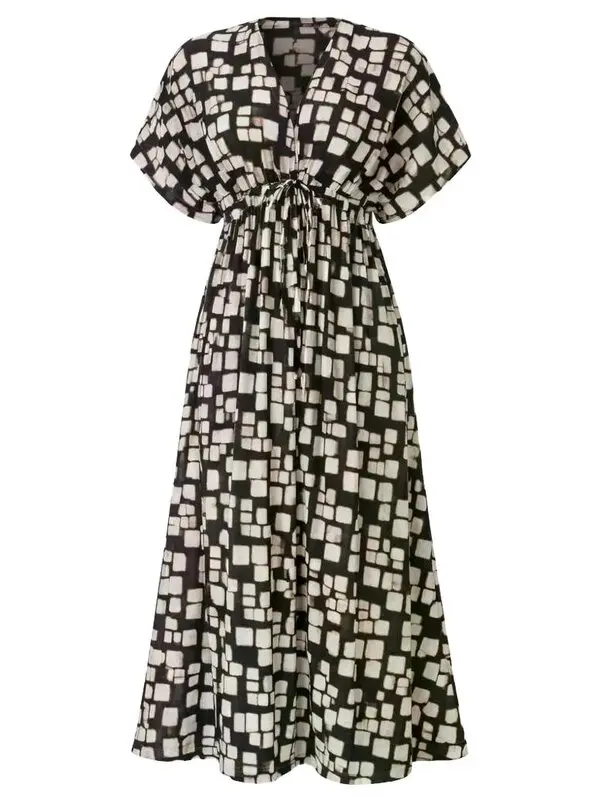 Max Mara Printed Day Dress - Black