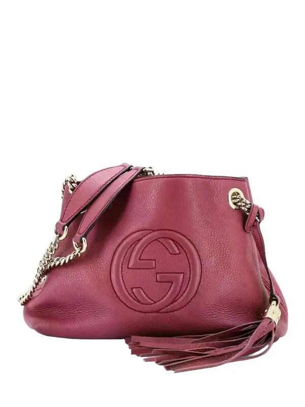Gucci Leather Mini Shoulder Bag With Chain Strap - Pink