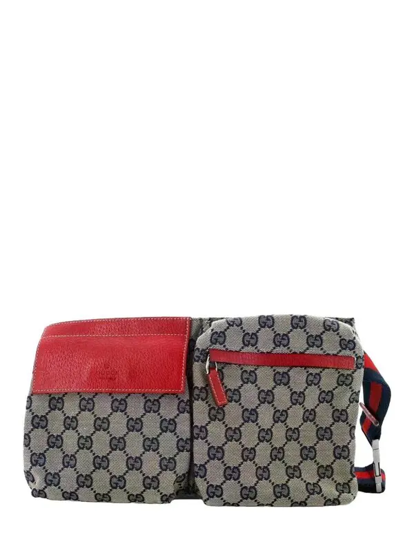 Gucci Vintage Double Gg Canvas Belt Bag - Blue