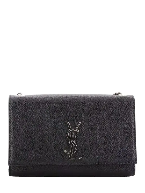 Saint Laurent Classic Monogram Grainy Leather Large Crossbody Bag - Black