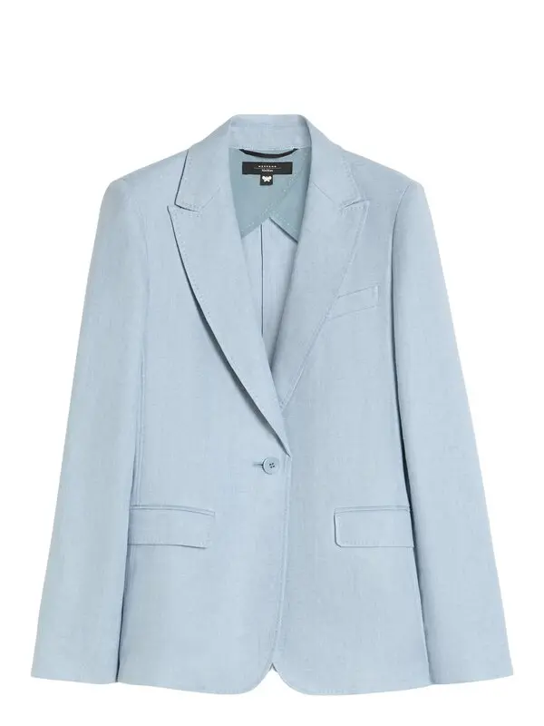 Max Mara Linen Single-breasted Blazer - Blue