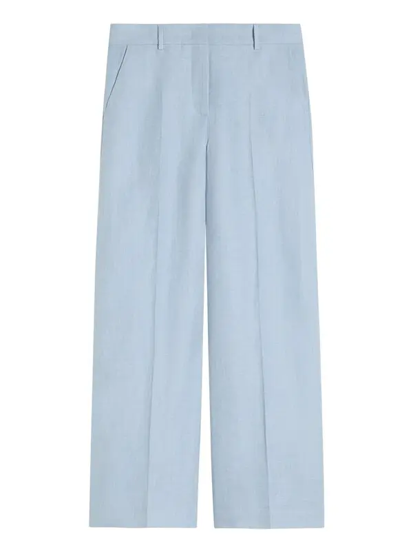 Max Mara Linen Wide-leg Trousers - Blue