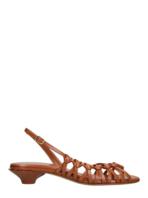 Chloé Estra Leather Slingback Sandals - Brown