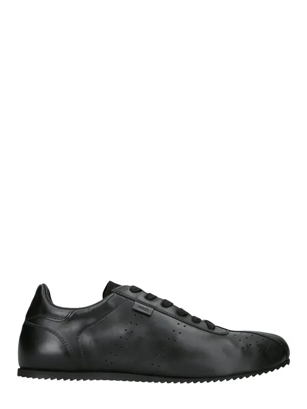 AMI Paris Leather Low-top Sneakers - Black