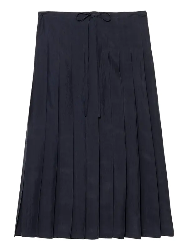 Prada Silk Pleated Midi Skirt - Blue