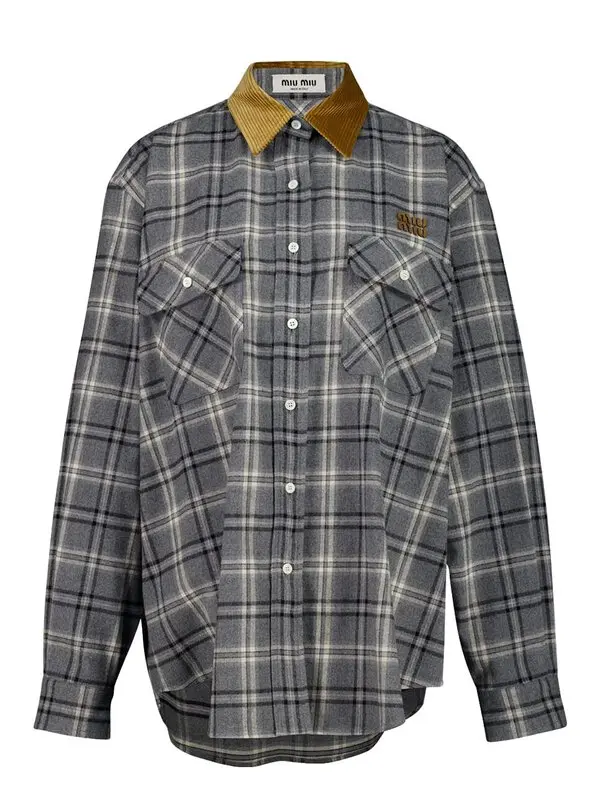 Miu Miu Checked Flannel Shirt - Grey