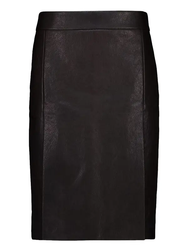 FERRAGAMO Midi Leather Skirt - Brown