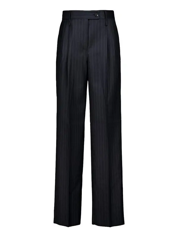 FERRAGAMO Pinstripe Wool Wide-leg Trousers - Grey