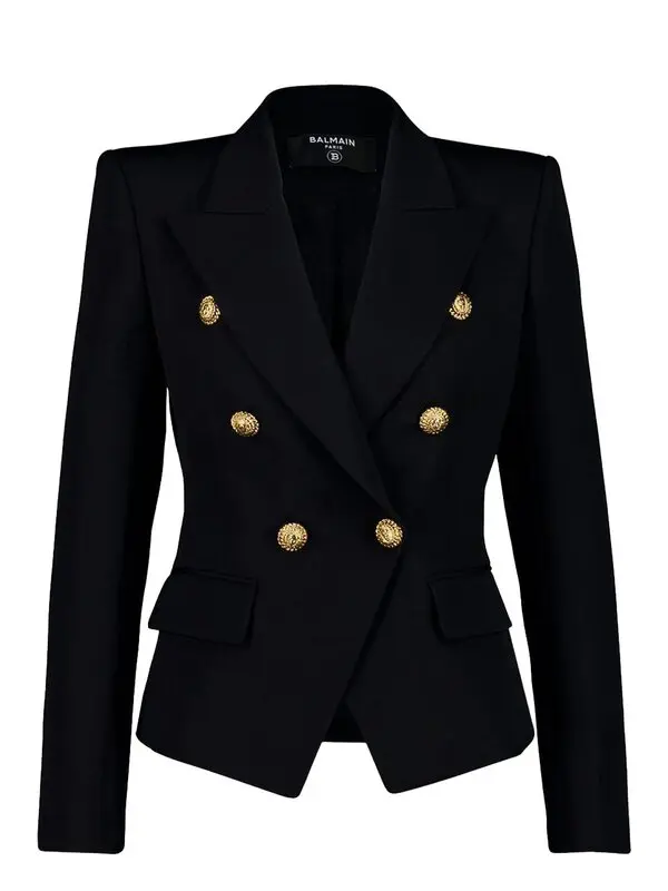 Balmain Virgin Wool 6-button Jacket - Black