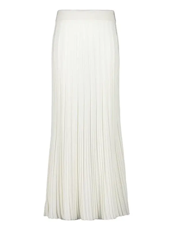 Balmain Maxi Pleated Flechage Knit Skirt - White