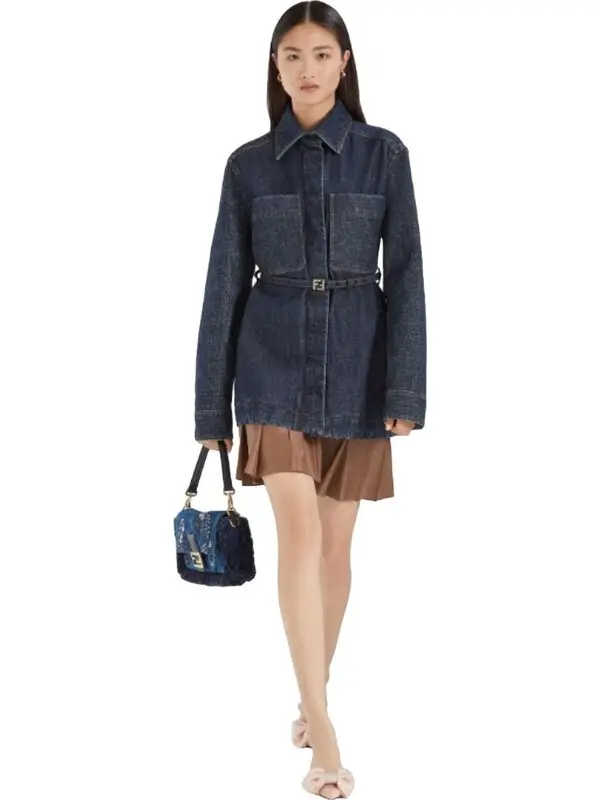 Fendi Belted Denim Jacket - Blue