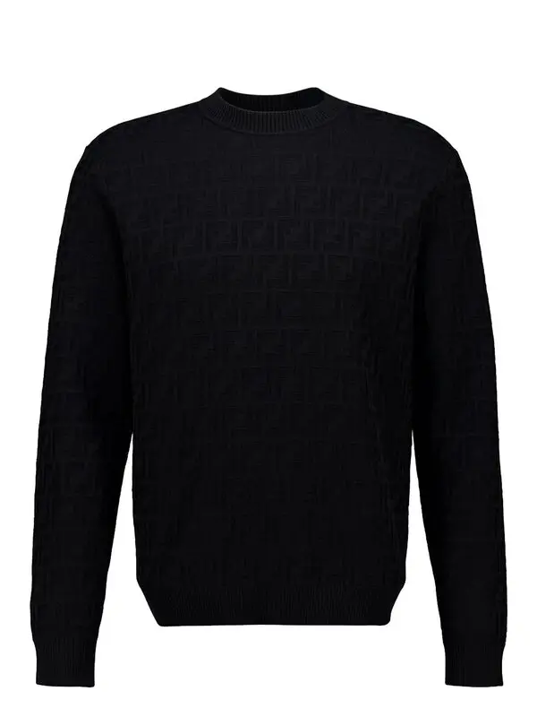 Fendi Ff Zucca Cotton Crewneck Jumper - Black