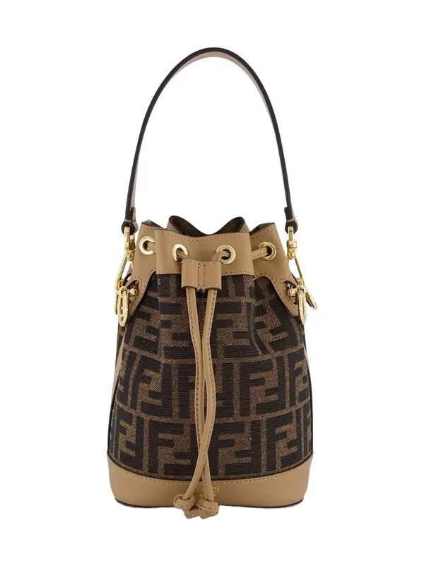 Fendi Mon Tresor Mini Bucket Bag In Ff Fabric - Brown