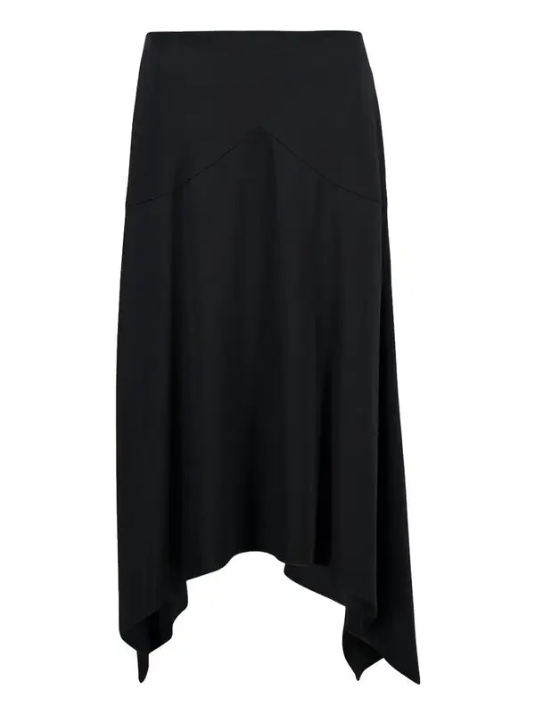 Stella McCartney Asymmetric Satin Midi Skirt - Black