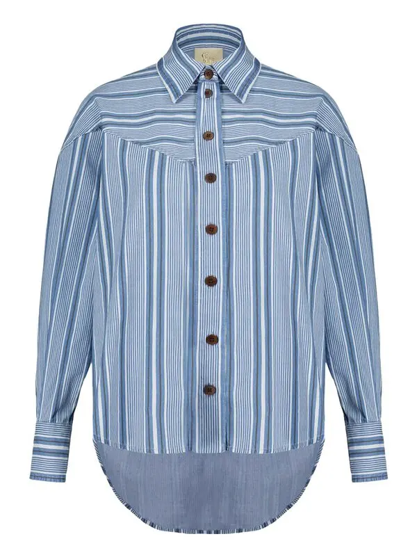 PAULA Brenda Denim Stripes Overshirt - Blue
