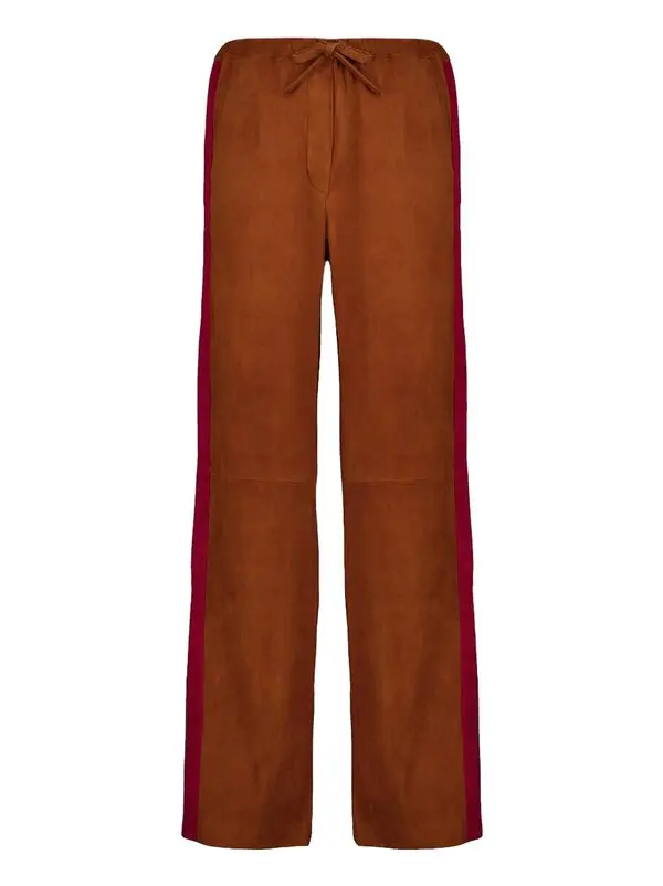PAULA Suede Drawstring Trousers - Brown