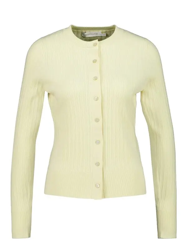 Zimmermann Ribbed Knit Merino Wool Cardigan - Yellow