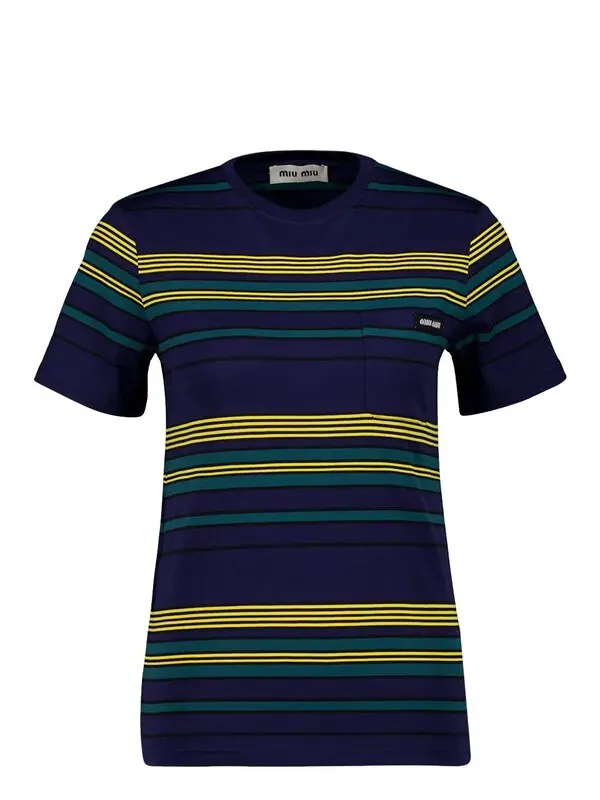 Miu Miu Striped Jersey T-shirt - Multicolour