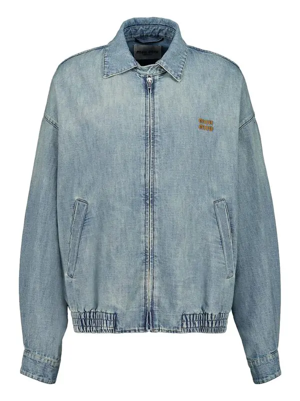 Miu Miu Light Chambray Blouson Jacket - Blue