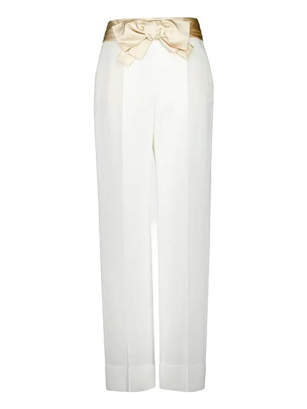 Valentino Garavani Straight-leg Trousers With Bow - White