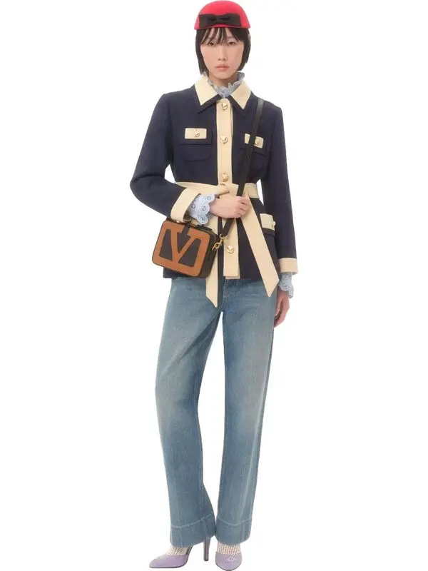 Valentino Garavani Belted Pea Coat - Blue