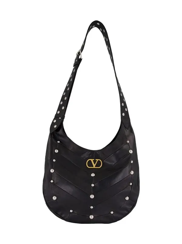 Valentino Garavani Studded Nappa Hobo Bag - Black