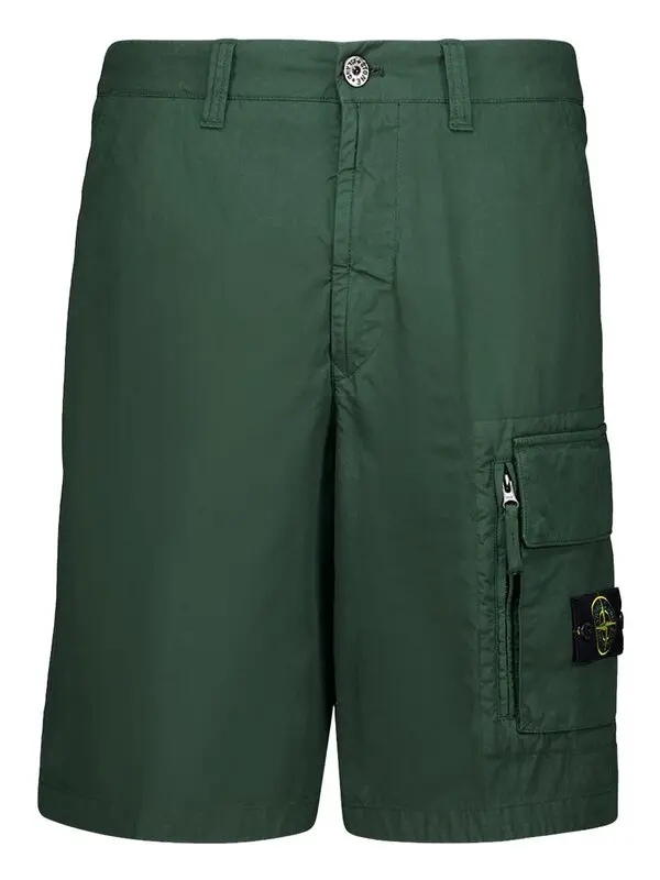 Stone Island Cotton Bermuda Cargo Shorts - Green