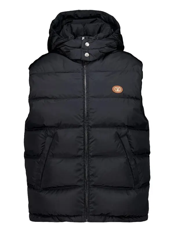Valentino Garavani Hooded Down Vest With Vlogo - Black