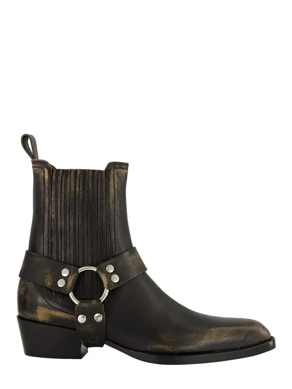 Paris Texas Brushed Leather Helena Ankle Boots - Black