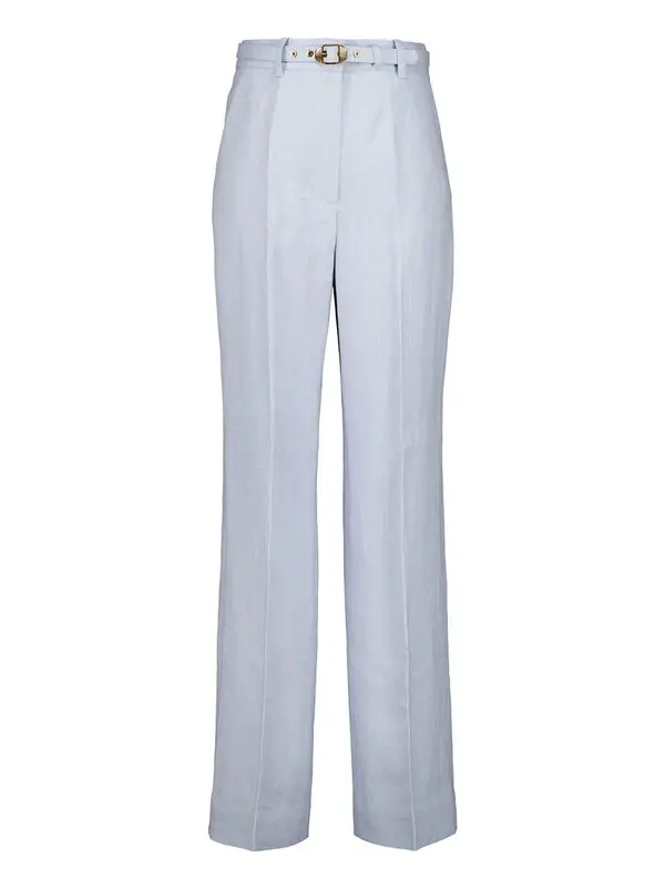 Zimmermann Pinstripe Linen Trousers - Blue