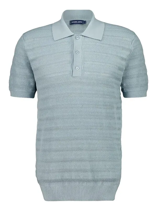 Frescobol Carioca Coastal Vidal Cotton Jacquard Polo - Blue