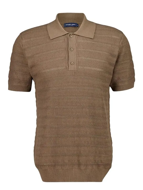Frescobol Carioca Khaki Vidal Cotton Jacquard Polo - Brown