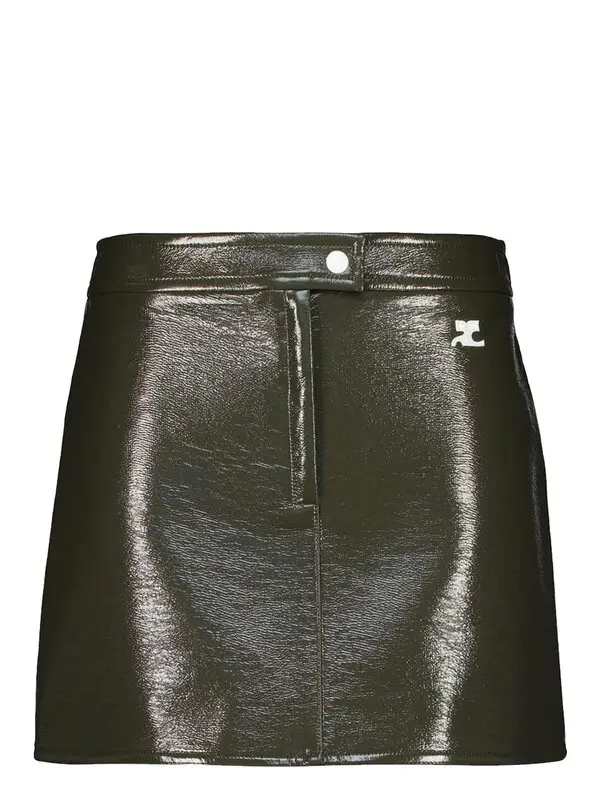 COURREGES Camouflage Vinyl Mini Skirt - Green