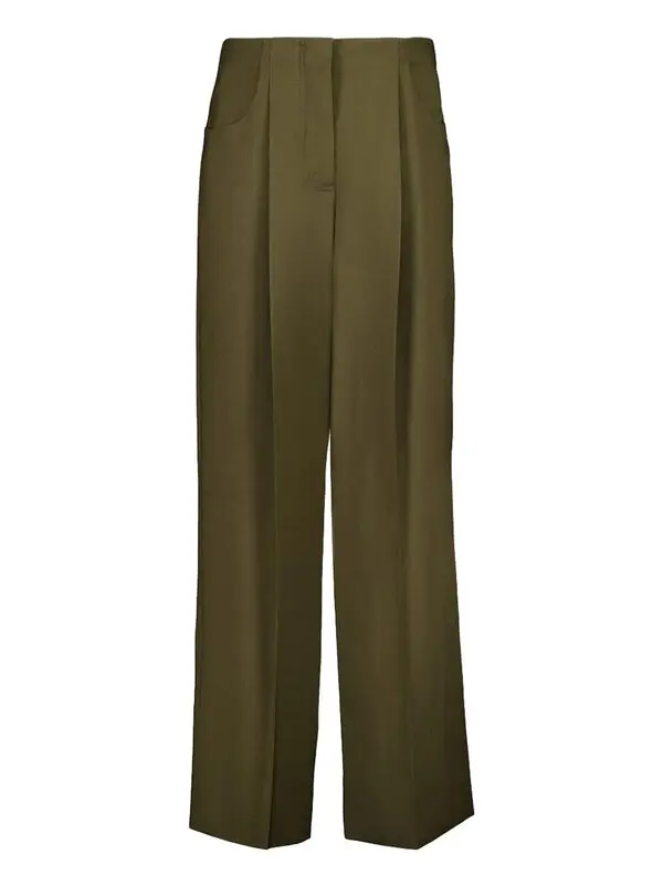 Fendi Wool And Mohair Wide-leg Trousers - Green